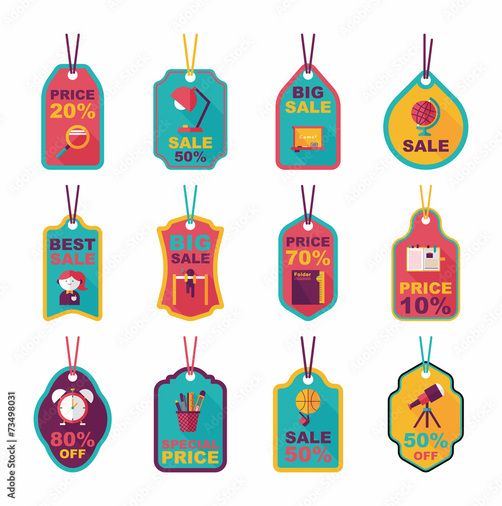 school tag flat banner background set, eps10 Stock Vector | Adobe Stock