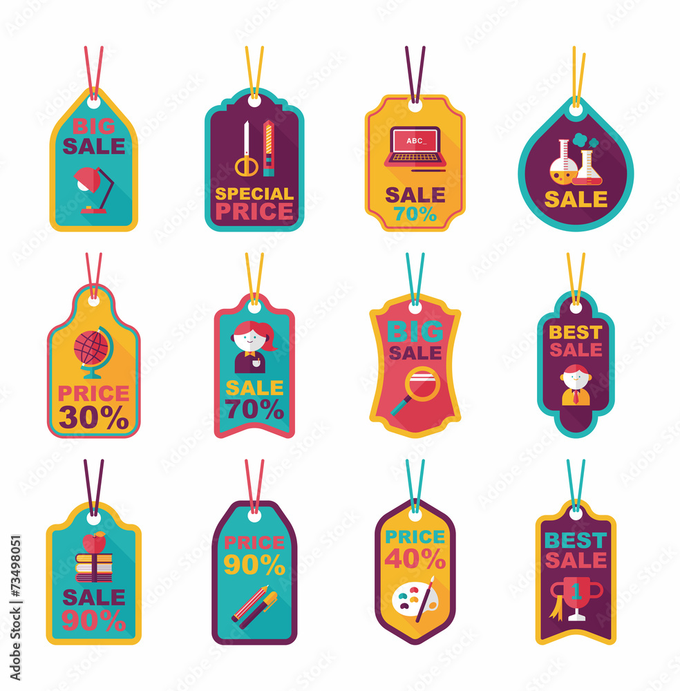 school tag flat banner background set, eps10 Stock Vector | Adobe Stock