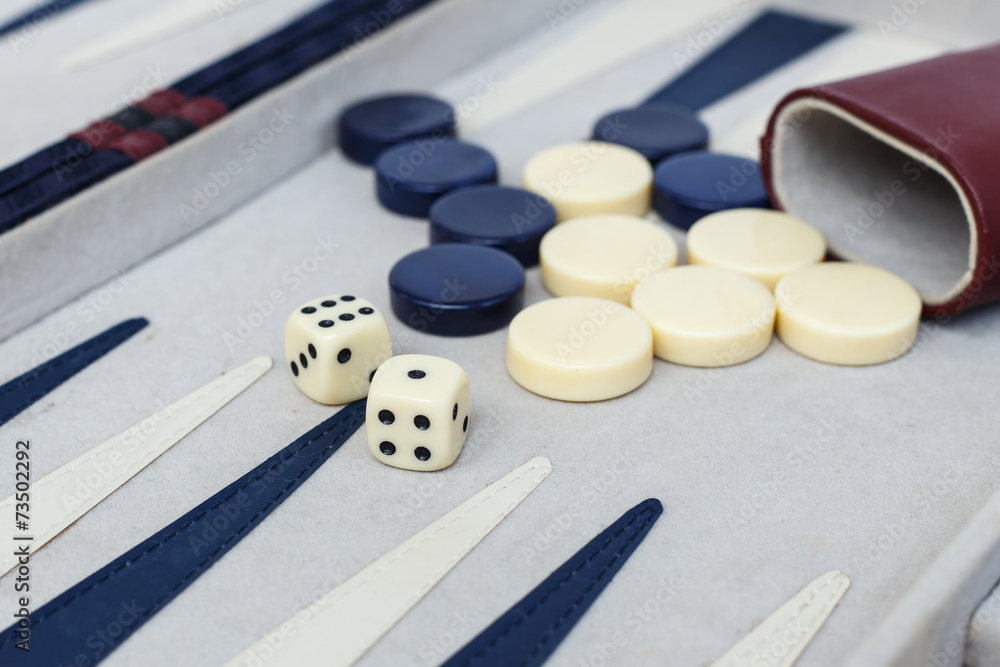 Backgammon set with dice Stock Photo | Adobe Stock