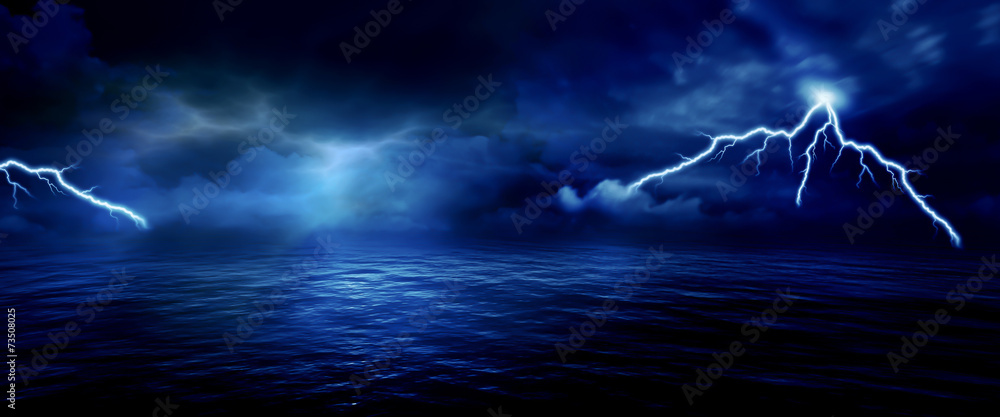 sea storm lightning ocean wallpaper background Stock Illustration ...