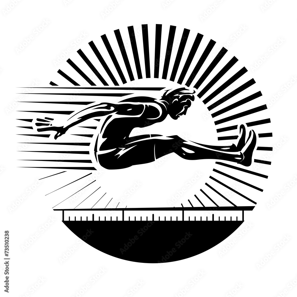 Long jump. Vector illustration in the engraving style Stock Vector ...