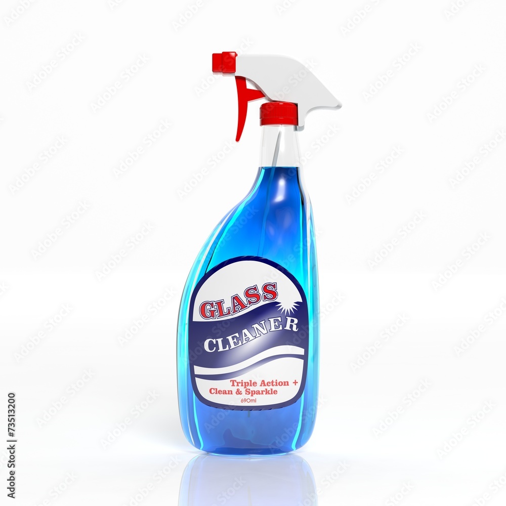 ภาพประกอบสต็อก 3D Glass Cleaner spray plastic bottle isolated on white ...