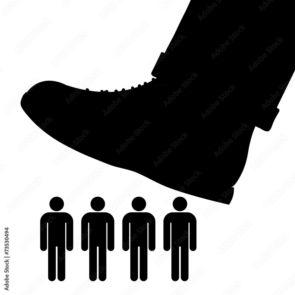 Large foot about to tramp a row of people Stock Vector | Adobe Stock