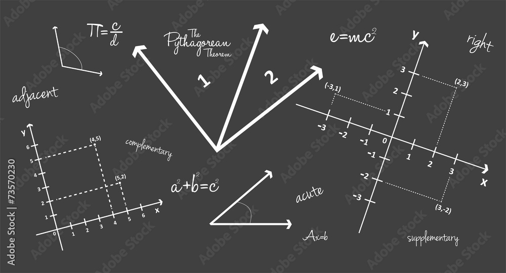 Mathematical Geometry Signs On Blackboard Stock Vector | Adobe Stock