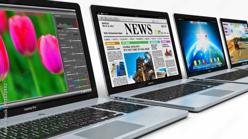 Row of laptops Stock Video | Adobe Stock