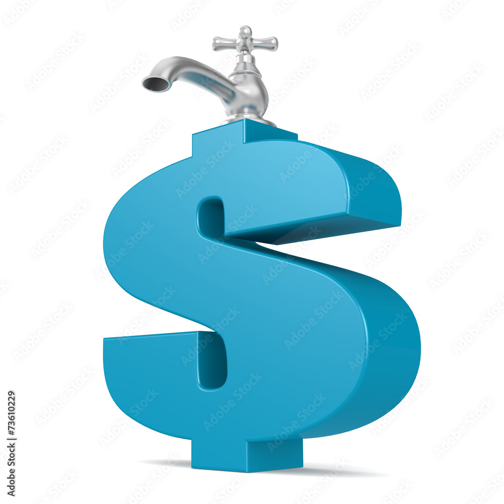 Water tap with blue dollar sign Stock Illustration | Adobe Stock