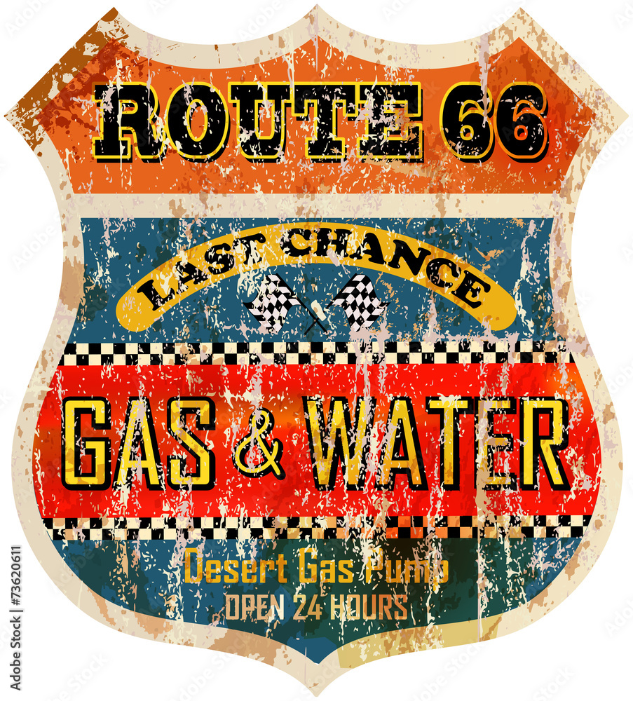 route 66 gas station sign, retro style, vector illustrati Stock Vector ...