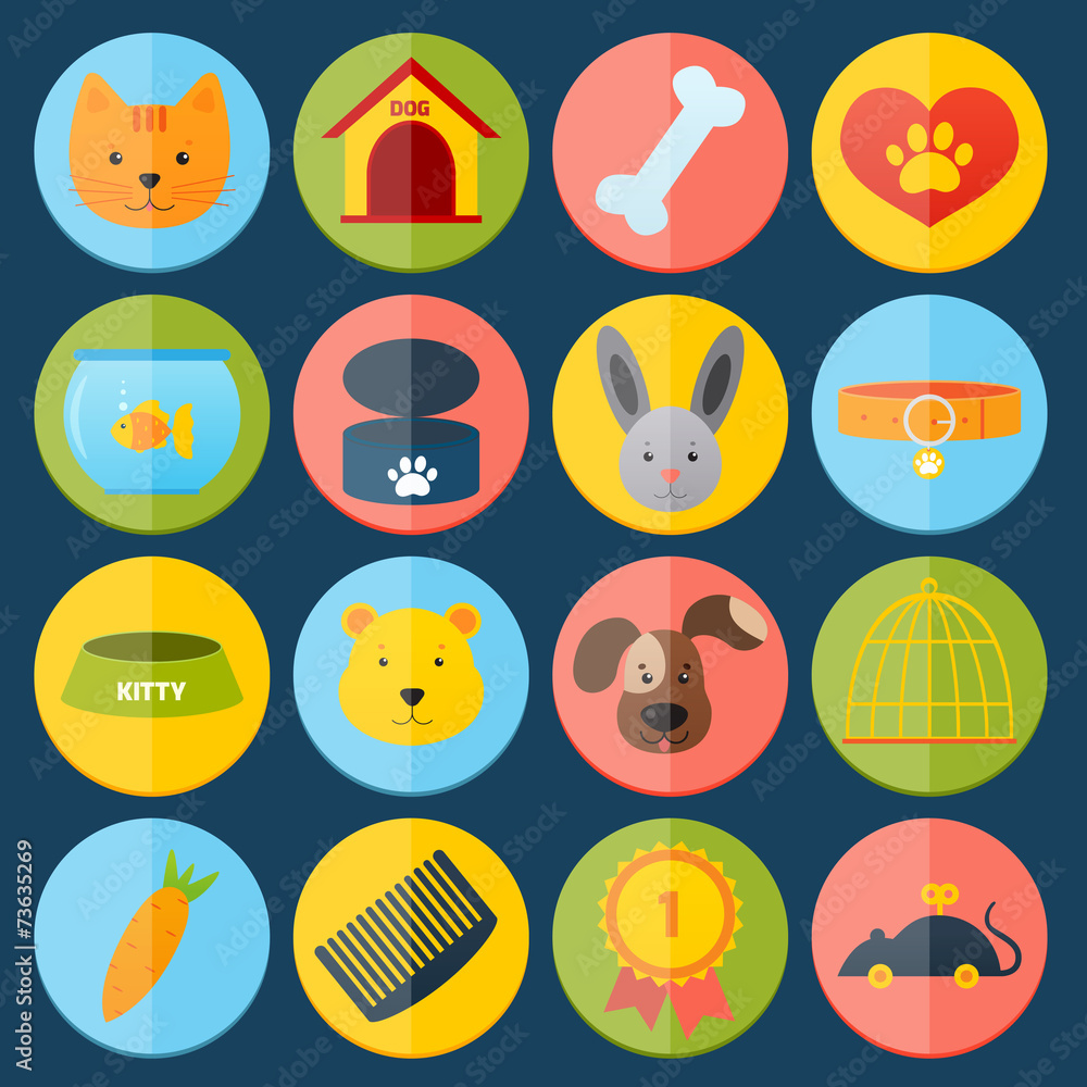 Pets icons set Stock Illustration | Adobe Stock