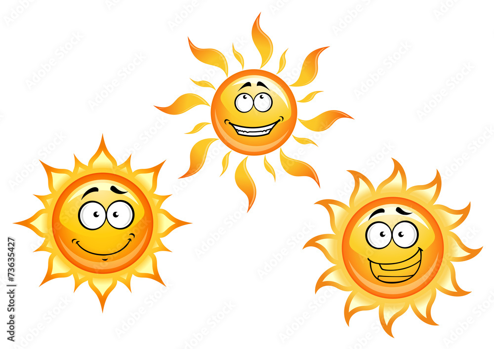 Cartoon sun characters Stock Vector | Adobe Stock