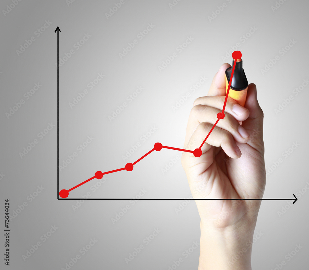 Business man hand drawing graph Stock Photo | Adobe Stock