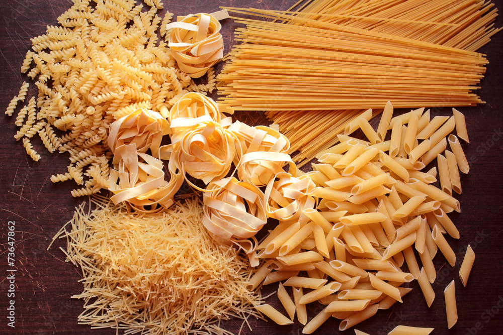 Variety of types and shapes of pasta Stock Photo | Adobe Stock