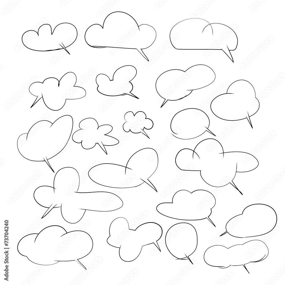 Hand drawing set of cloud for adding text or speech Stock Vector ...