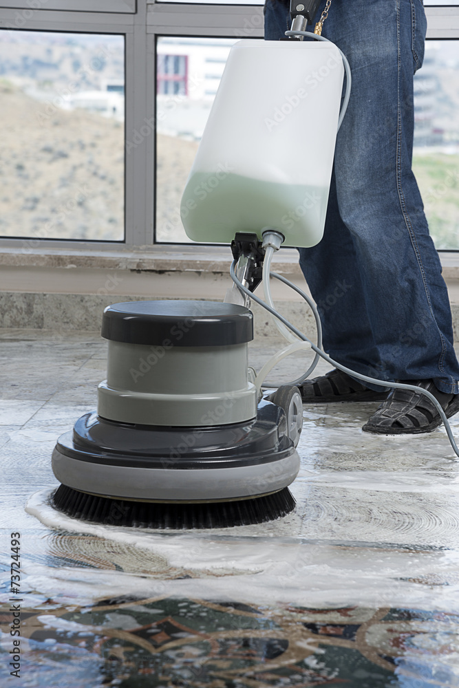 Industrial buffing machine polishing the floor. Stock Photo | Adobe Stock