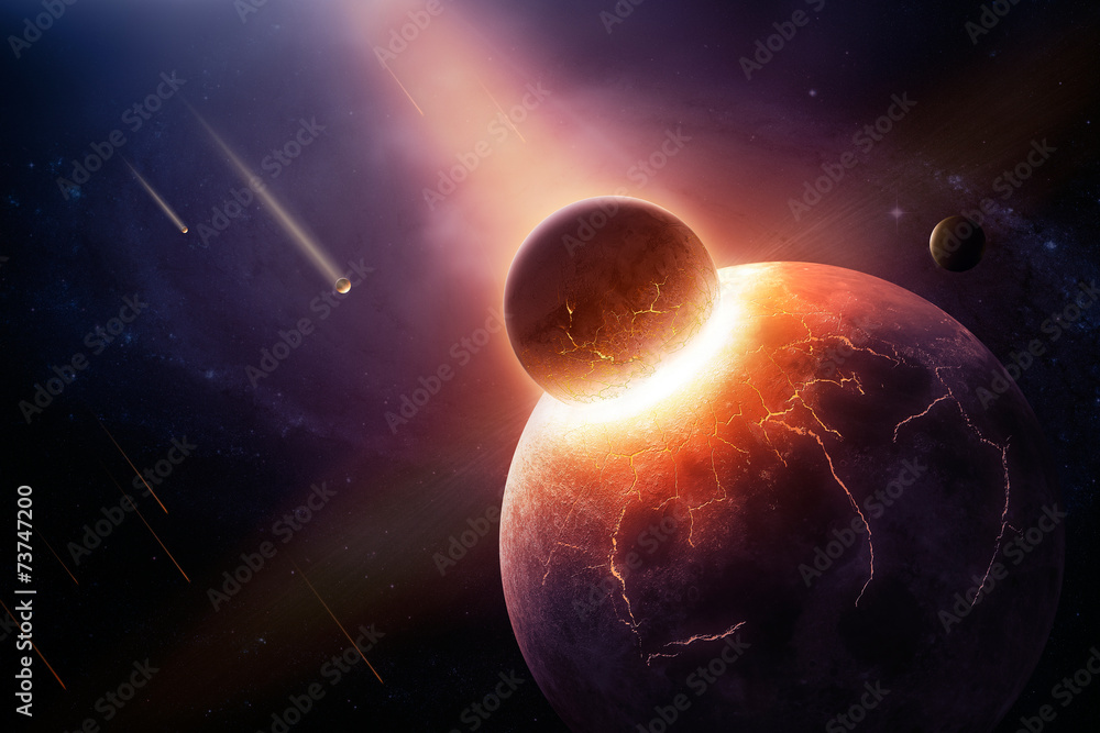 When planets collide Stock Illustration | Adobe Stock