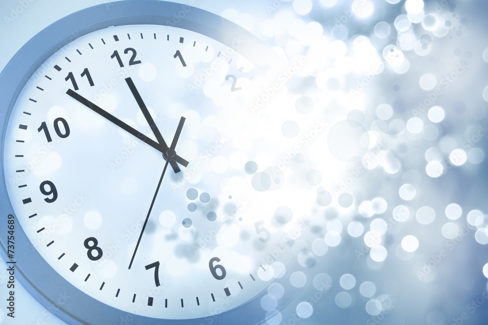 Clock and blue abstract background Stock Photo | Adobe Stock