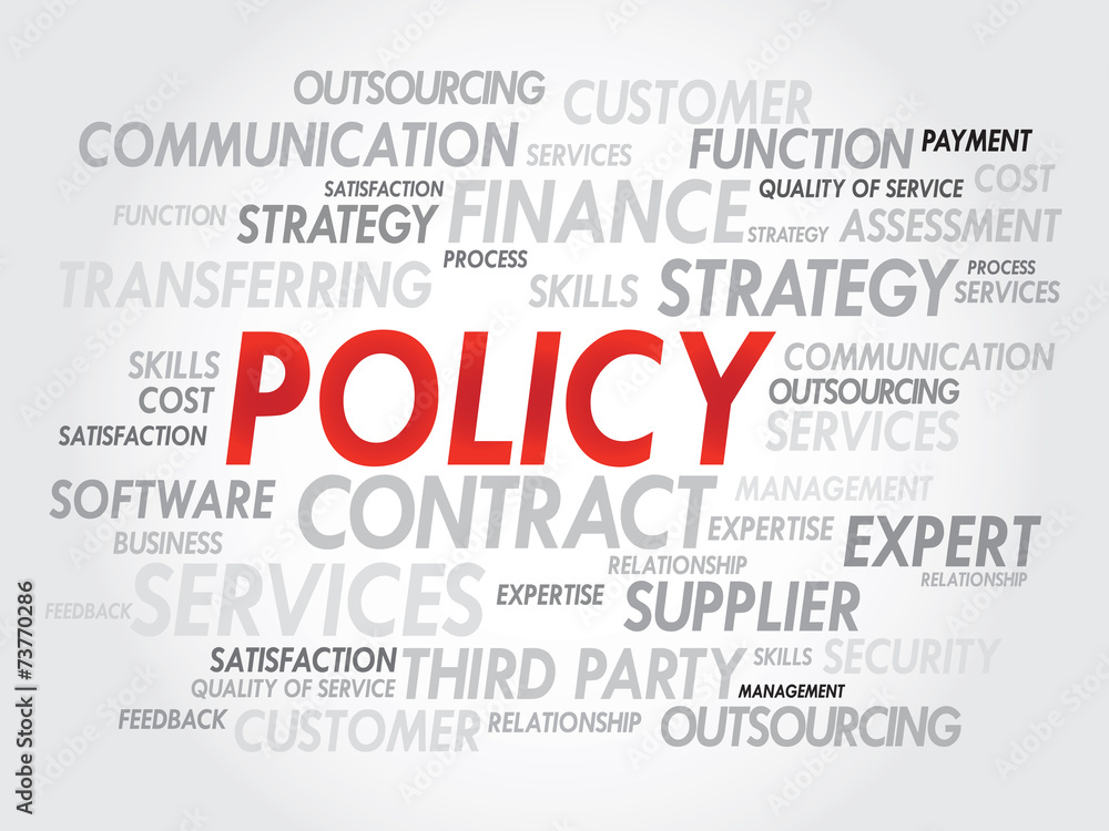 Word cloud of POLICY related items, presentation background Stock ...