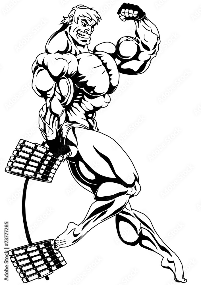 super muscle-bound bodybuilder Stock Illustration | Adobe Stock