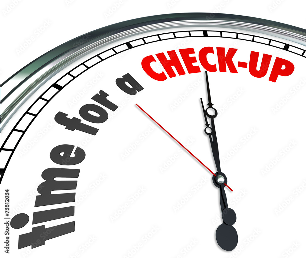 Time for A Check-Up Words Clock Physical Exam Evaluation Stock ...