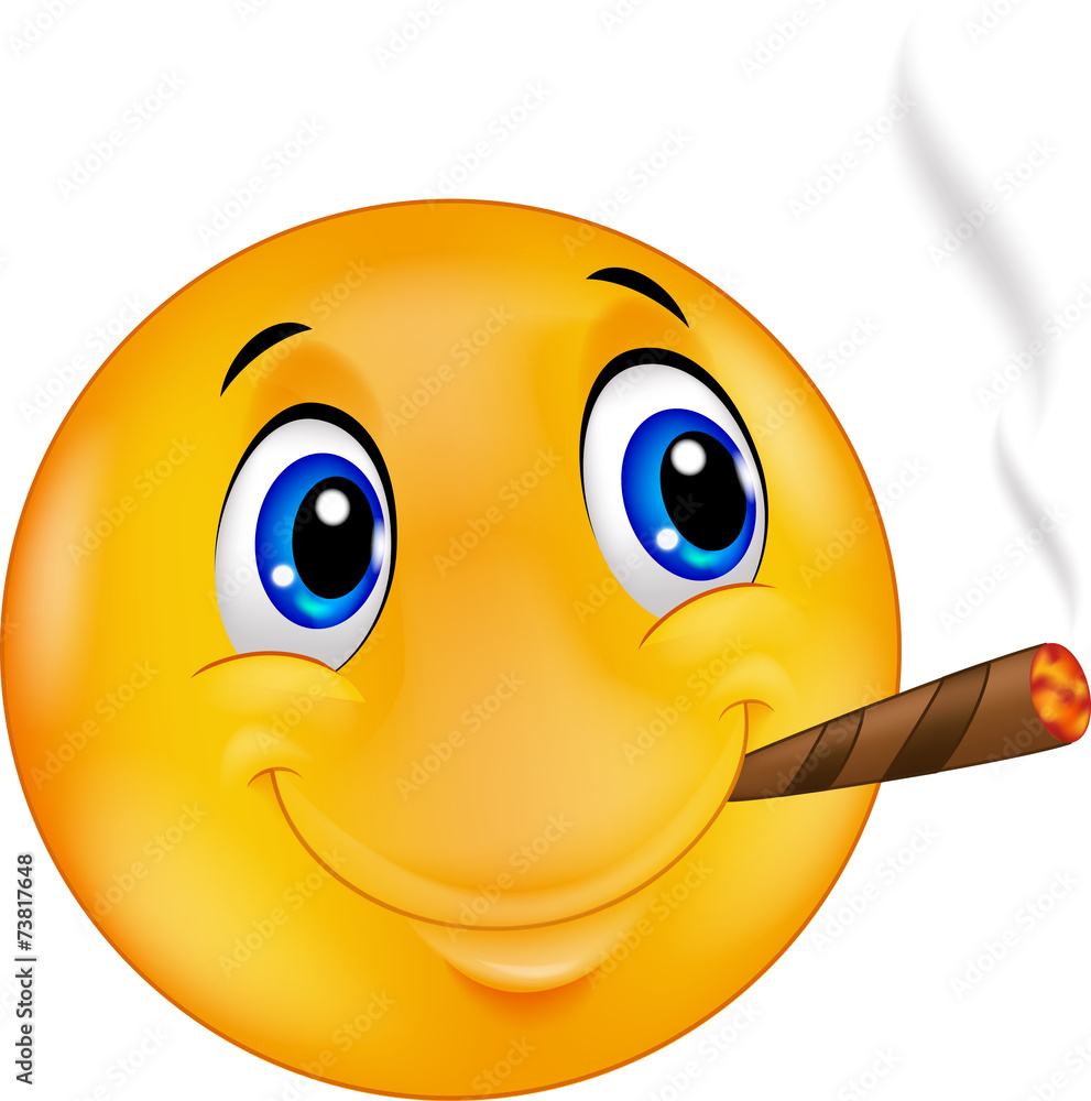 Emoticon smiley smoking cigar vector de Stock | Adobe Stock