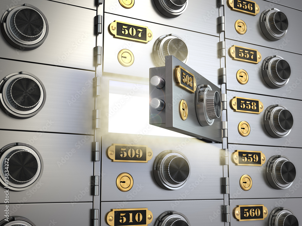 Safe deposit boxes in a bank vault. Banking concept. Stock Illustration ...