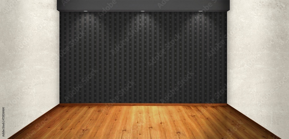 Empty room with black wallpaper Stock Photo | Adobe Stock