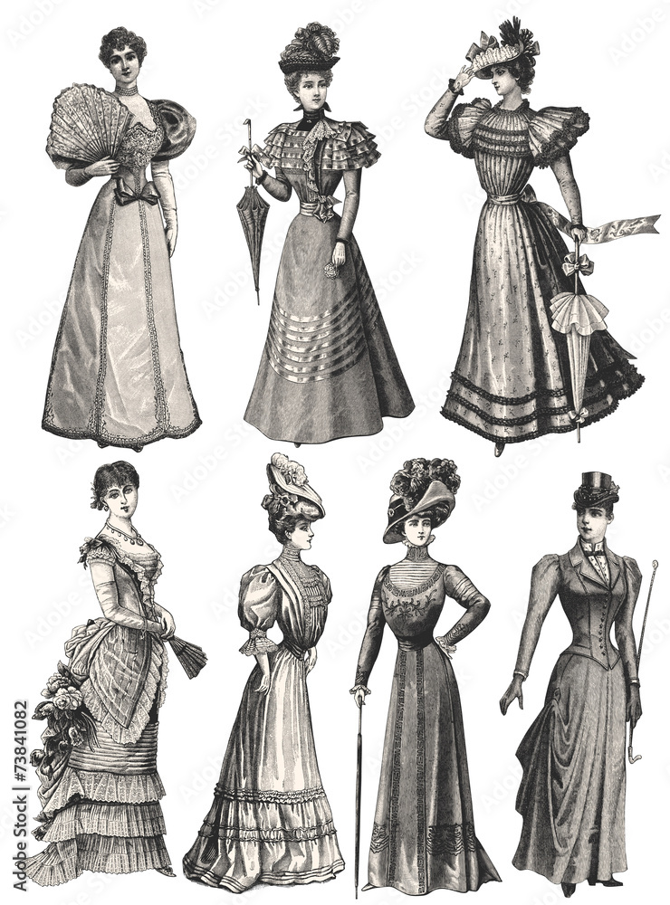 Women circa 1900 Stock Vector | Adobe Stock