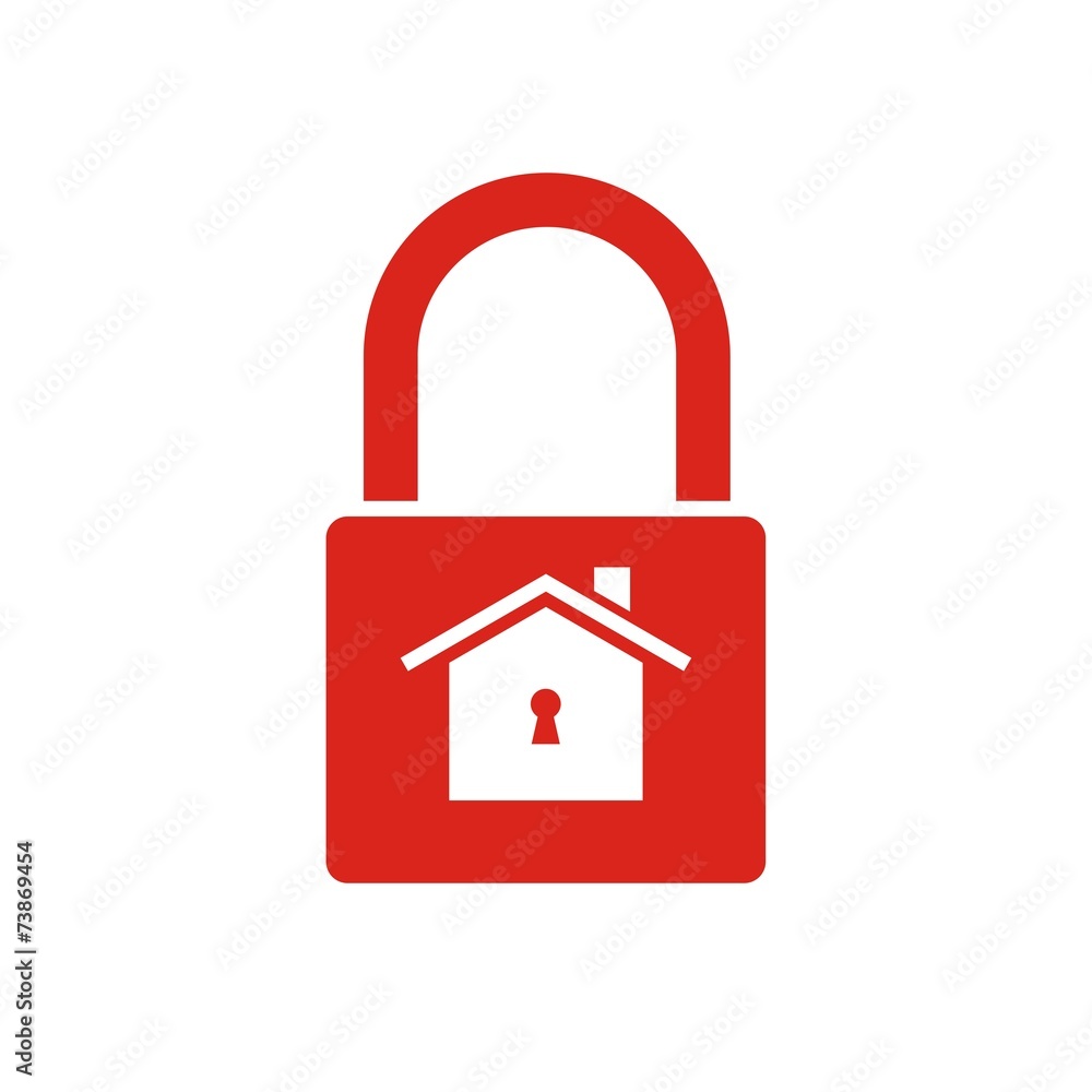 Icono candado casa cerrado rojo Stock Vector | Adobe Stock