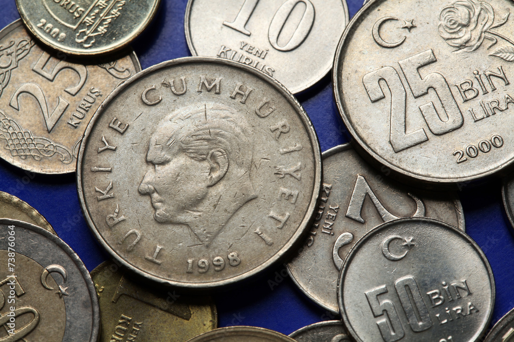 Coins of Turkey. Mustafa Kemal Ataturk Stock Photo | Adobe Stock