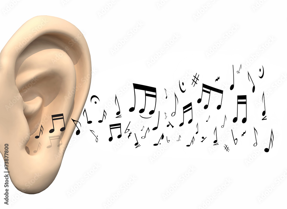 big ear and music notes coming Stock Illustration | Adobe Stock