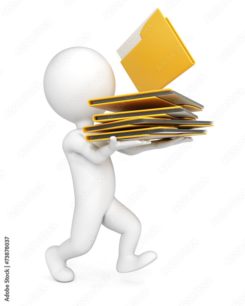 3D man with stack of folders Stock Illustration | Adobe Stock