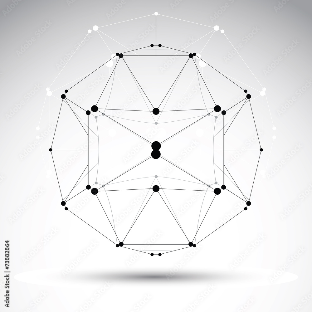 3D polygonal geometric wireframe object, vector abstract design Stock ...