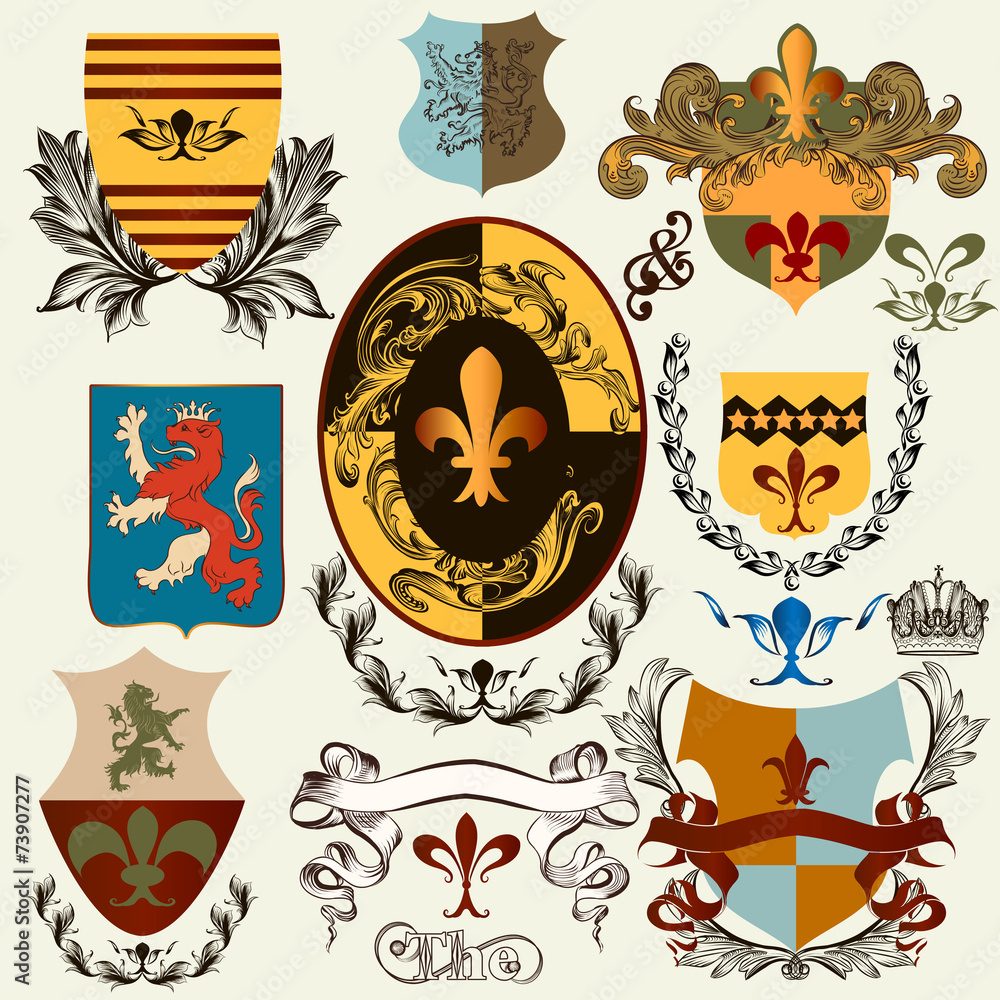 Collection of vector heraldic shields for design Stock Vector | Adobe Stock