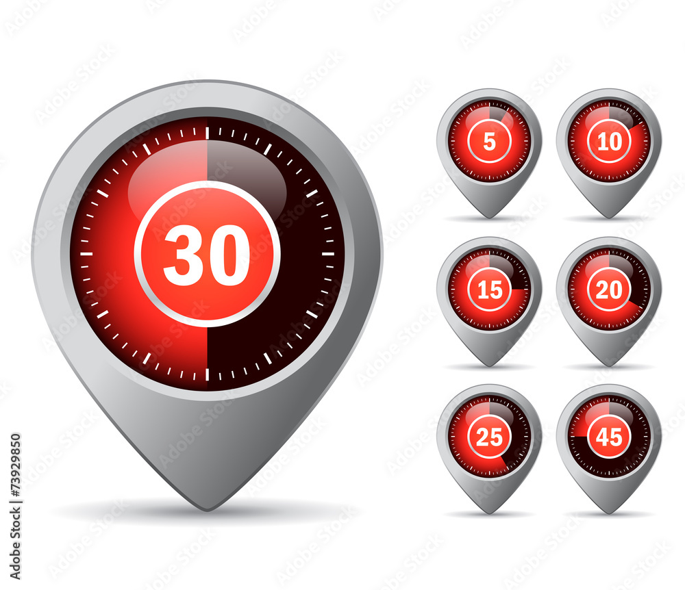 Timer red icons Stock Vector | Adobe Stock