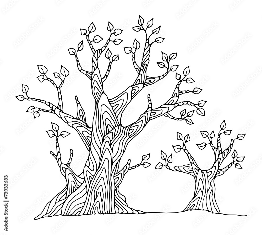 Hand drawing tree Stock Vector | Adobe Stock