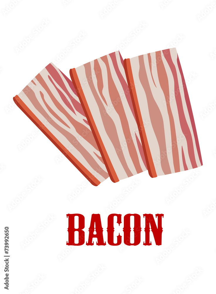 Cartoon bacon isolated on white Stock Vector | Adobe Stock