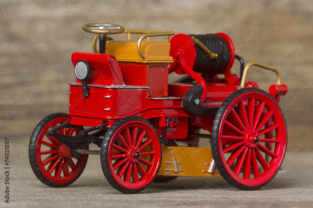 Scale metal model of a retro fire engine Stock Photo | Adobe Stock