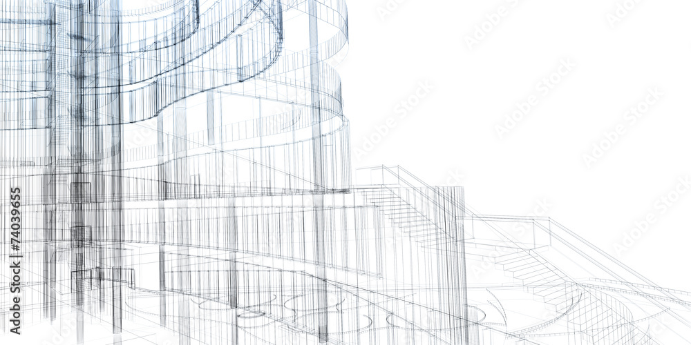 Abstract architecture wireframe, render of building Stock Illustration ...