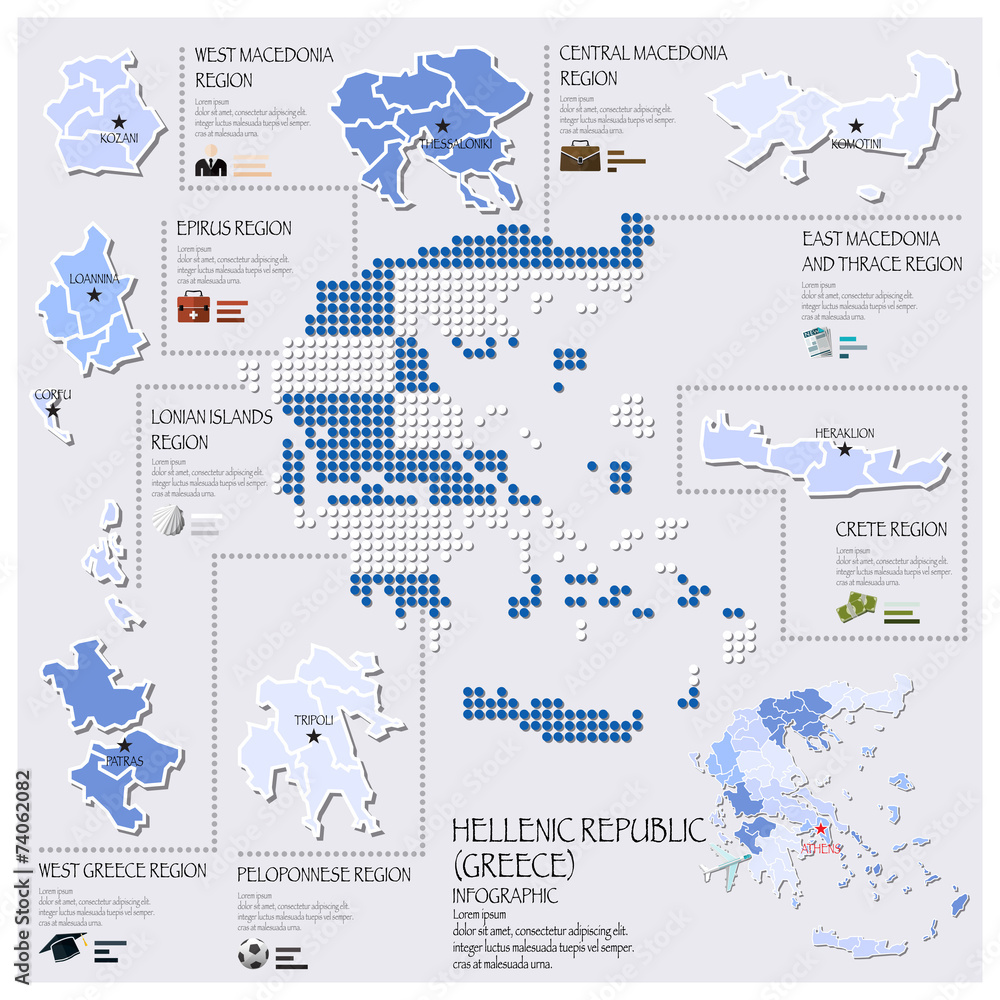 Dot And Flag Map Of Greece Hellenic Republic Infographic Stock Vector ...