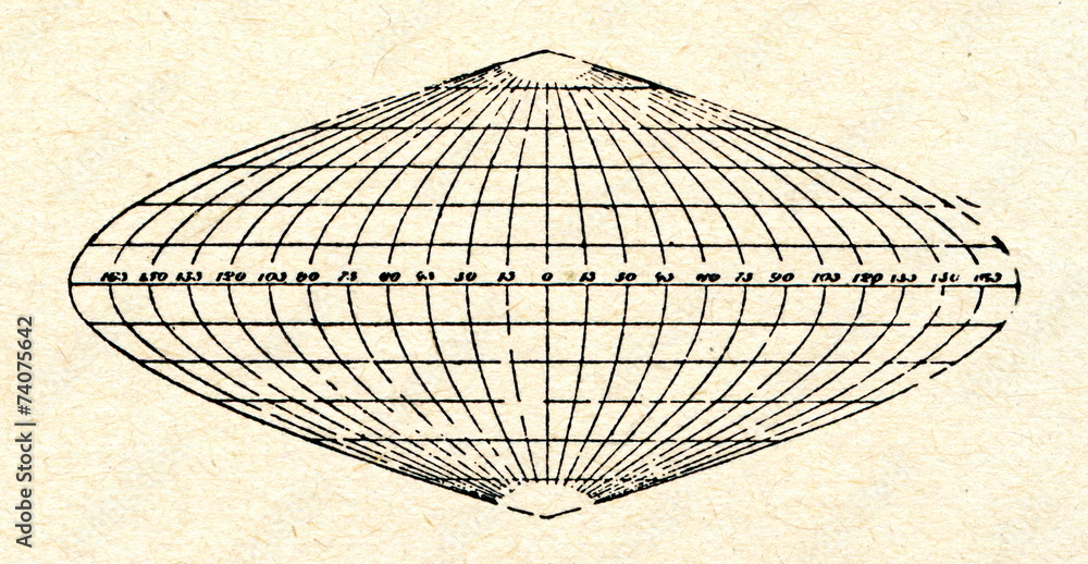 Sinusoidal map projection Stock Photo | Adobe Stock