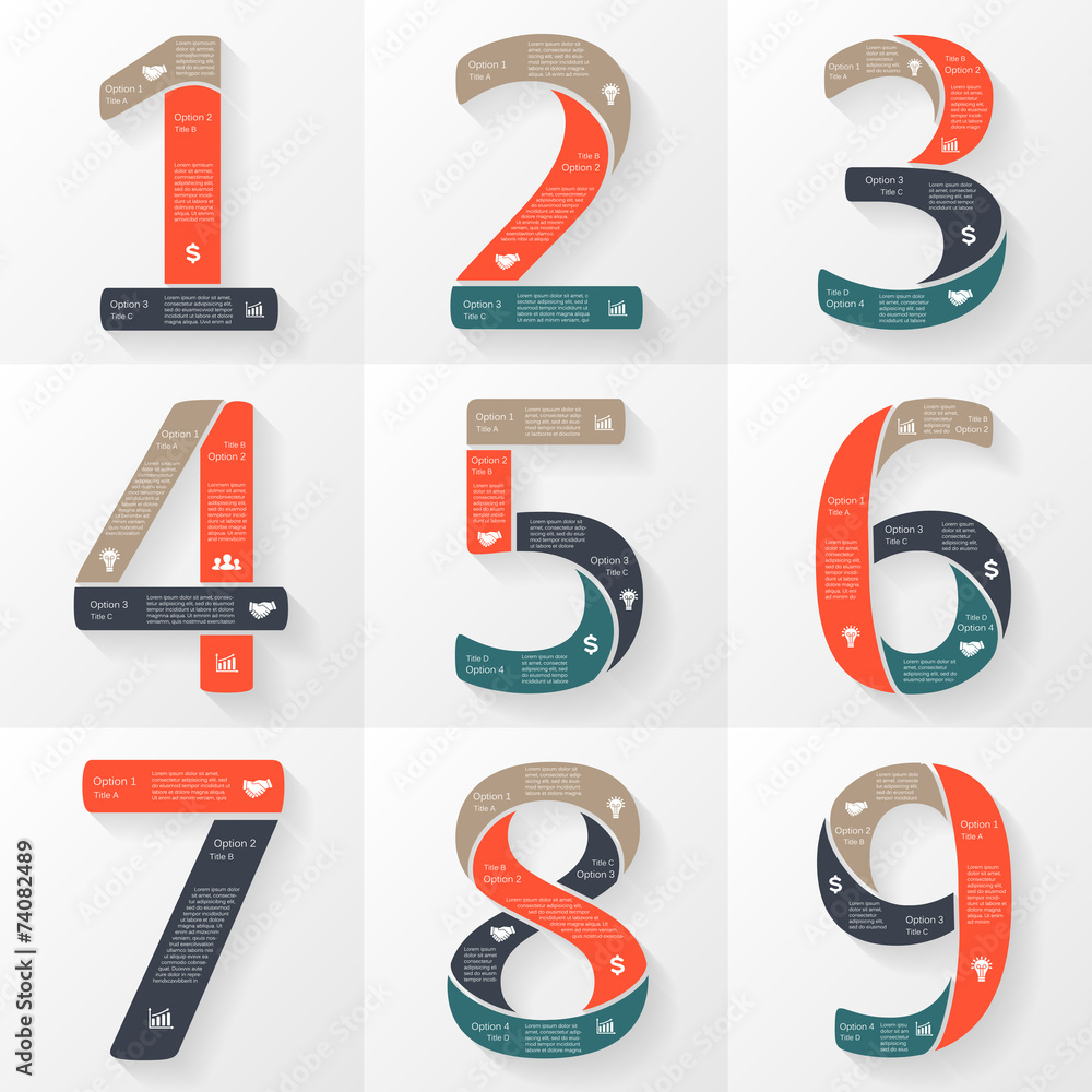 Vector numbers infographics, font diagrams. Stock Vector | Adobe Stock