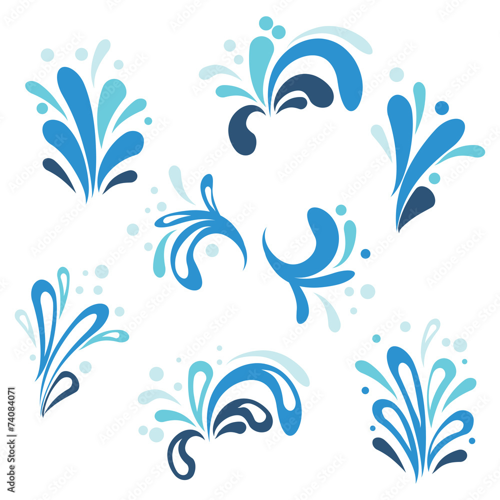Cartoon water splashes isolated on white background. Stock Vector ...