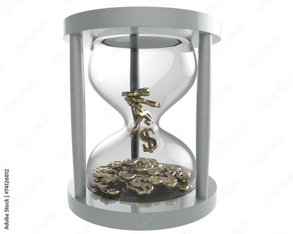 hourglass with dollar gold sign with clipping path Stock Illustration ...
