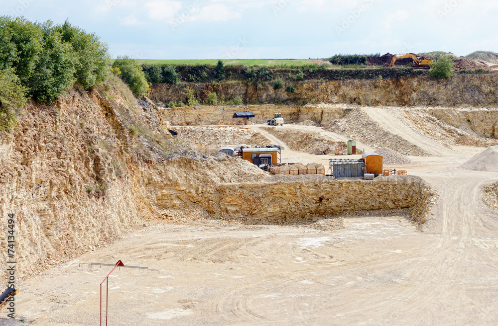 sedimentary rocks at a limestone quarry Stock Photo | Adobe Stock