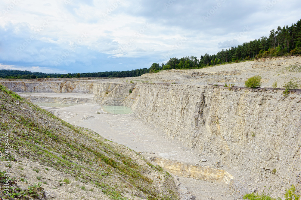 sedimentary rocks at a limestone quarry Stock Photo | Adobe Stock