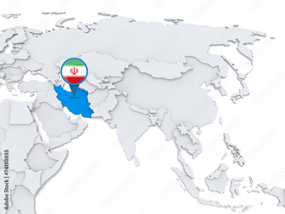 Iran on a map of Asia Stock Illustration | Adobe Stock