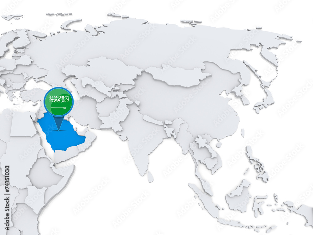 Saudi Arabia on a map of Asia Stock Illustration | Adobe Stock