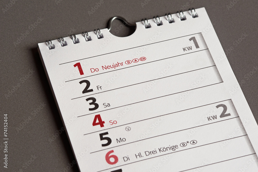 Kalender - Neujahr - Neubeginn - Jahresanfang - Januar Stock-Foto ...