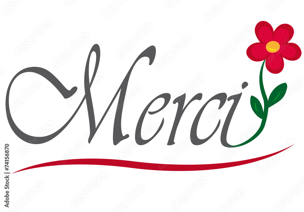 Merci mit Blume Stock-Vektorgrafik | Adobe Stock