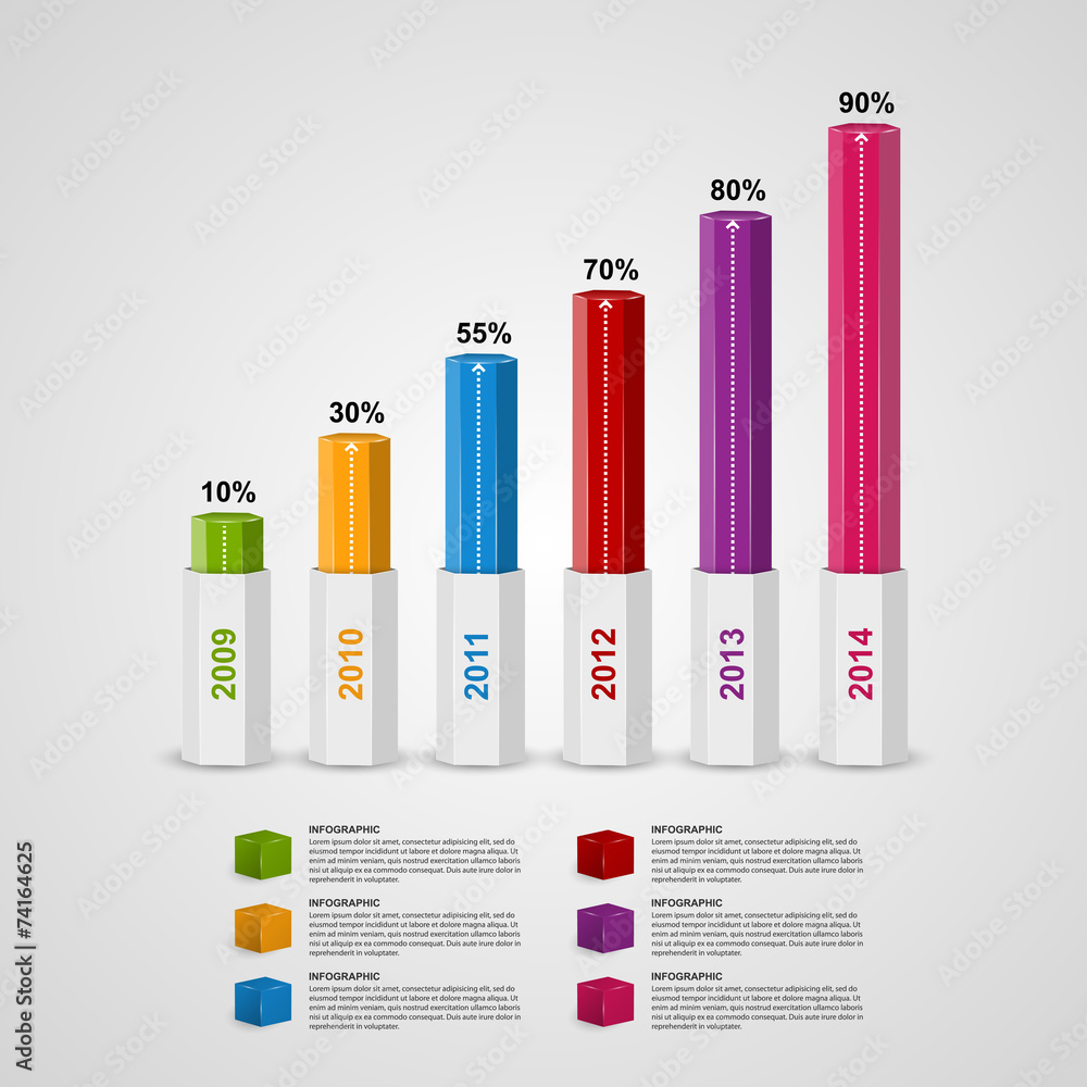 3D chart style infographic design template. Stock Vector | Adobe Stock