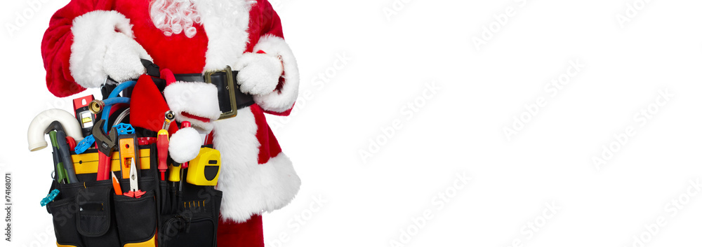 Santa Claus with a tool belt. Stock Photo | Adobe Stock